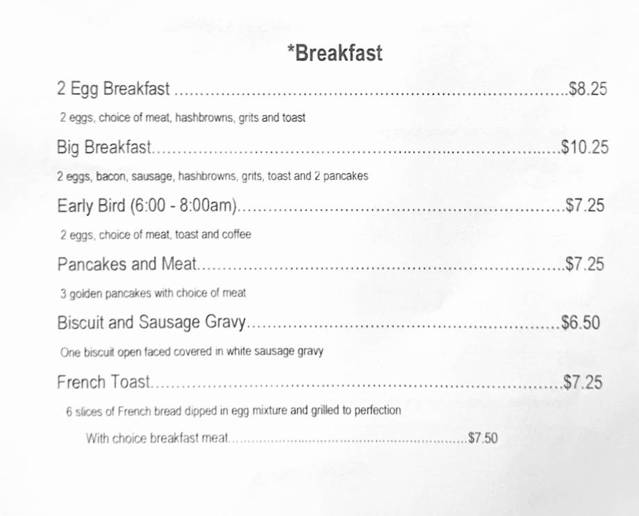 Menu at Empty Nest Cafe And Bar, Metairie