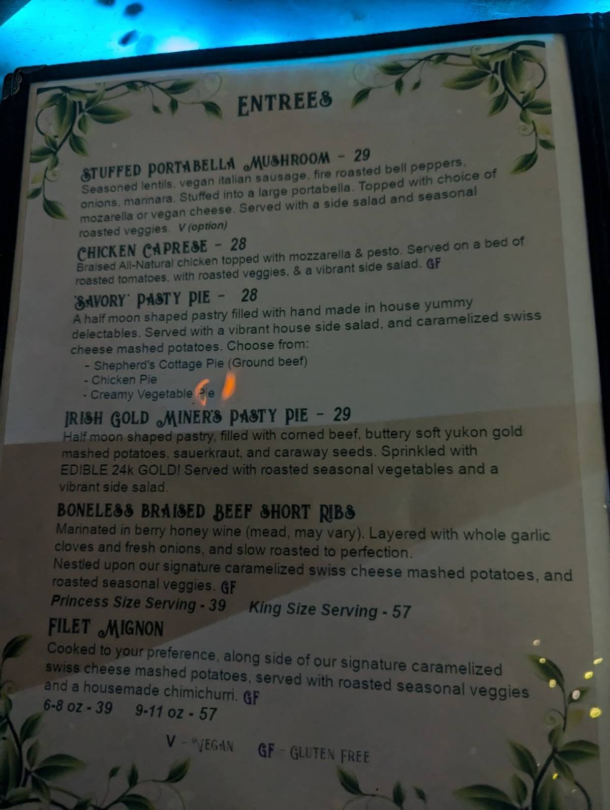 Menu at Enchanted Forest Dining Experience desserts, Placerville