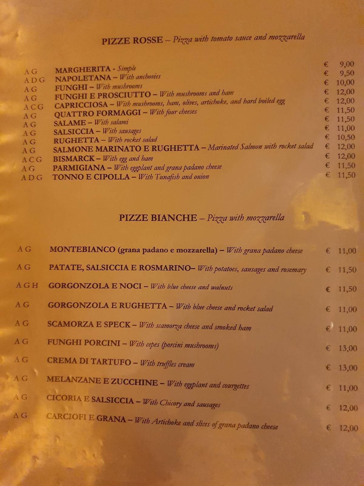 Menu at Enoteca e Taverna Capranica restaurant, Rome