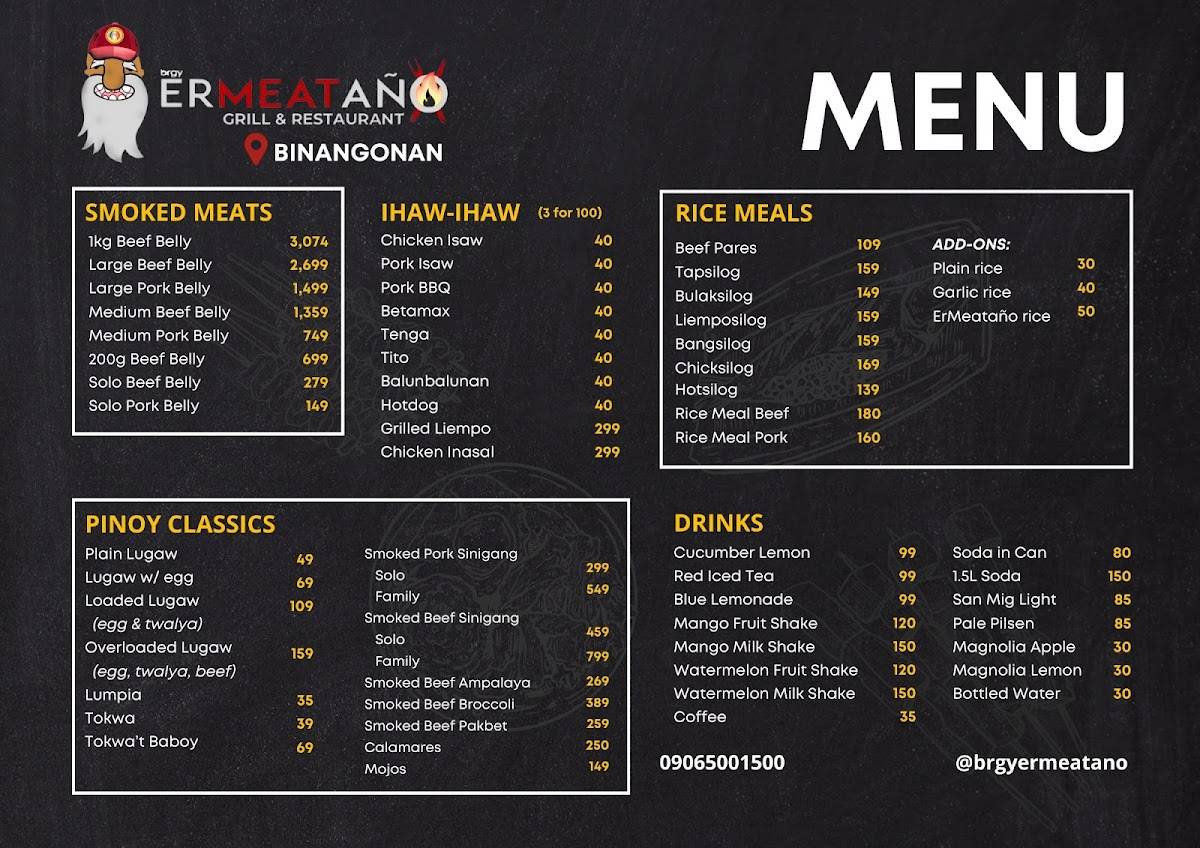 Menu at ErMeataño Marikina restaurant, Marikina