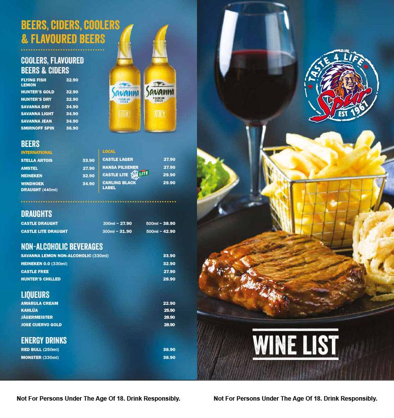 Speisekarte von Apache Peak Spur Steak Ranch restaurant, Ermelo