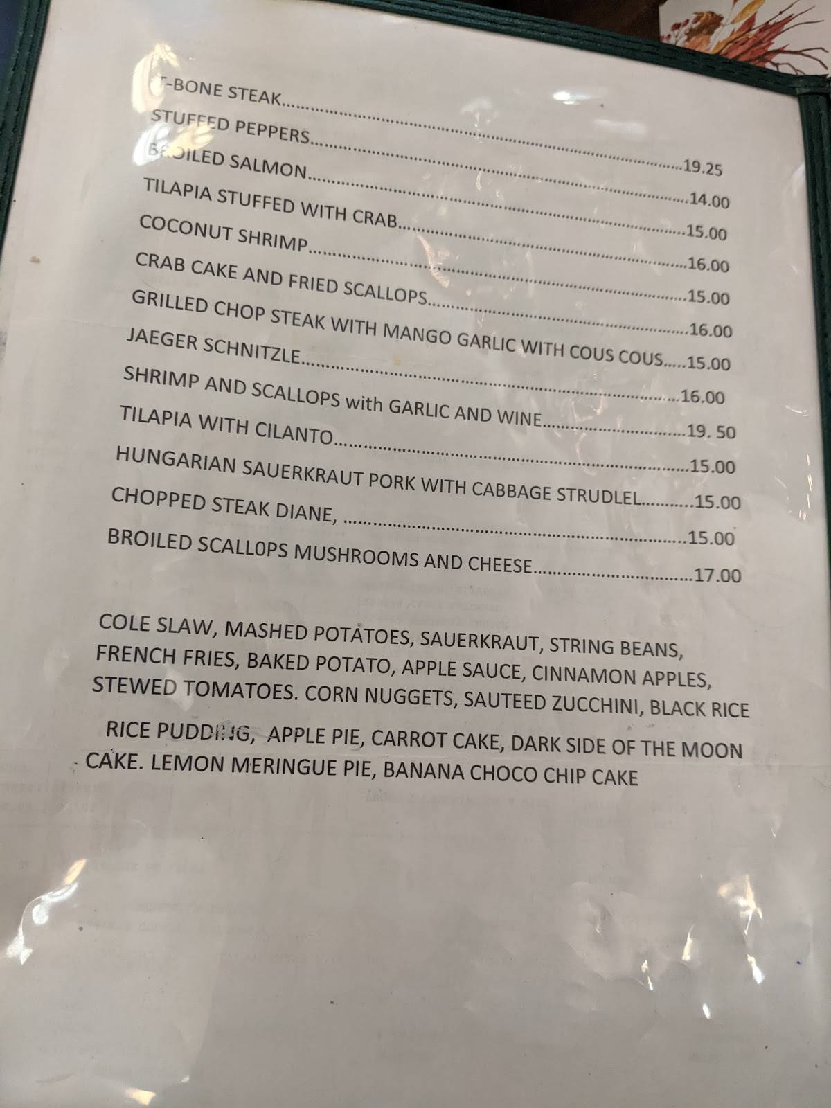 Menu at Erwin's Country Kitchen restaurant, Feasterville-Trevose