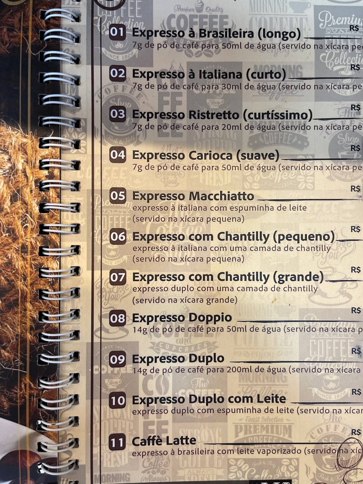 Carta de Essência Café Torres, Curitiba