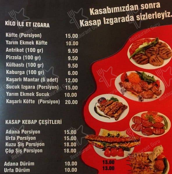 Menu at Etci Efe, Istanbul
