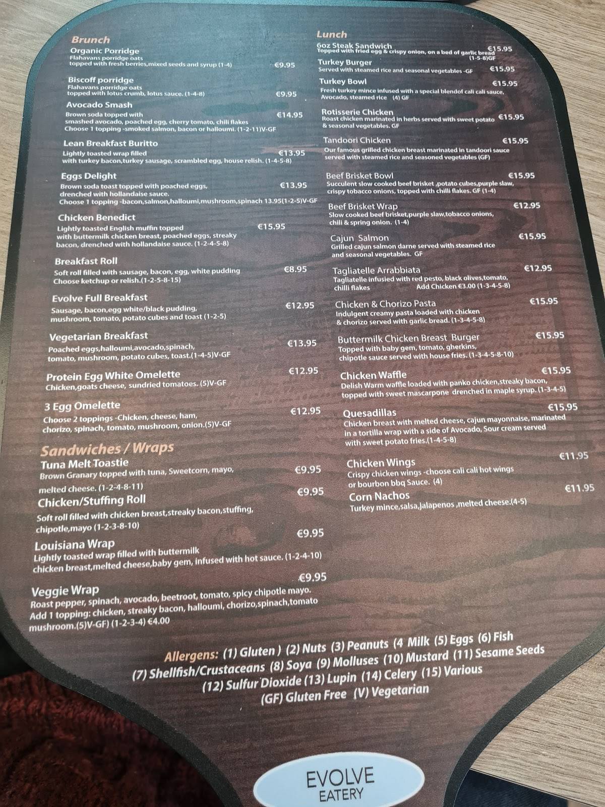 Menu at Evolve Eatery restaurant, Clondalkin, Unit 1 Red Cow Roundabout
