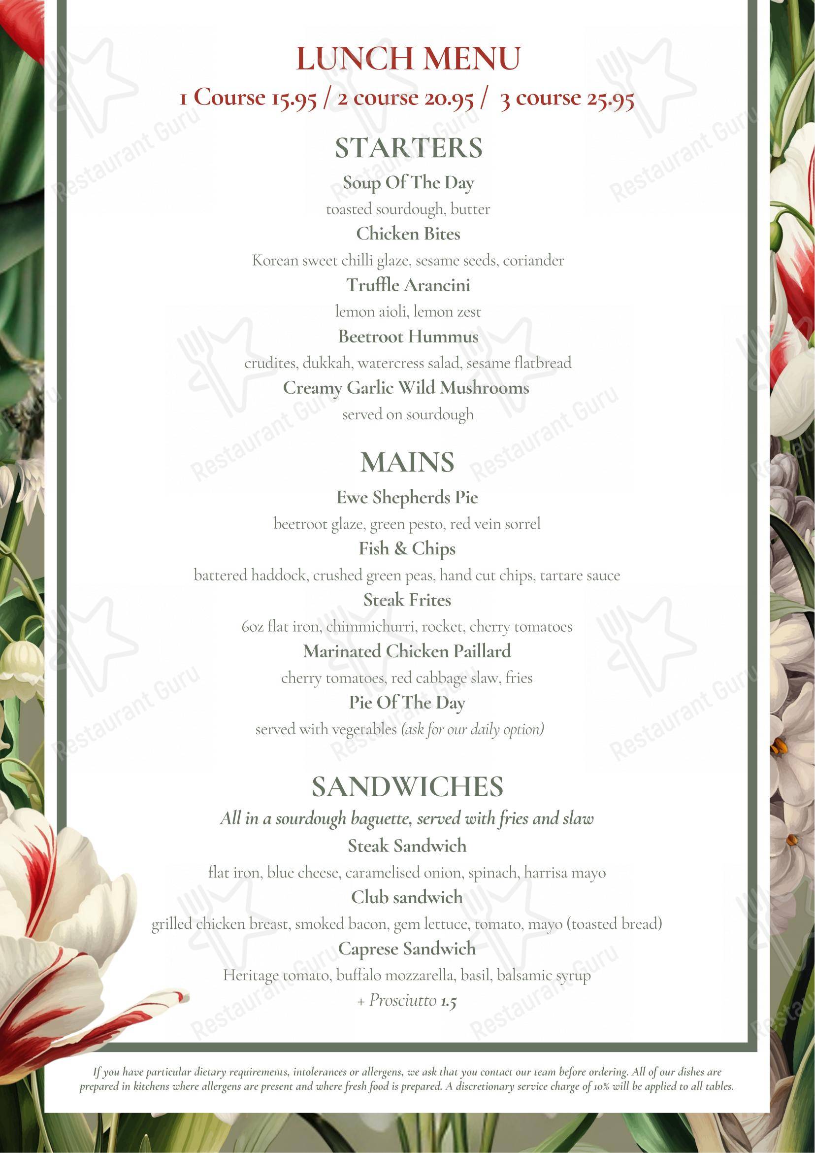 Menu at Ewe Restaurant and Bar, Bolton