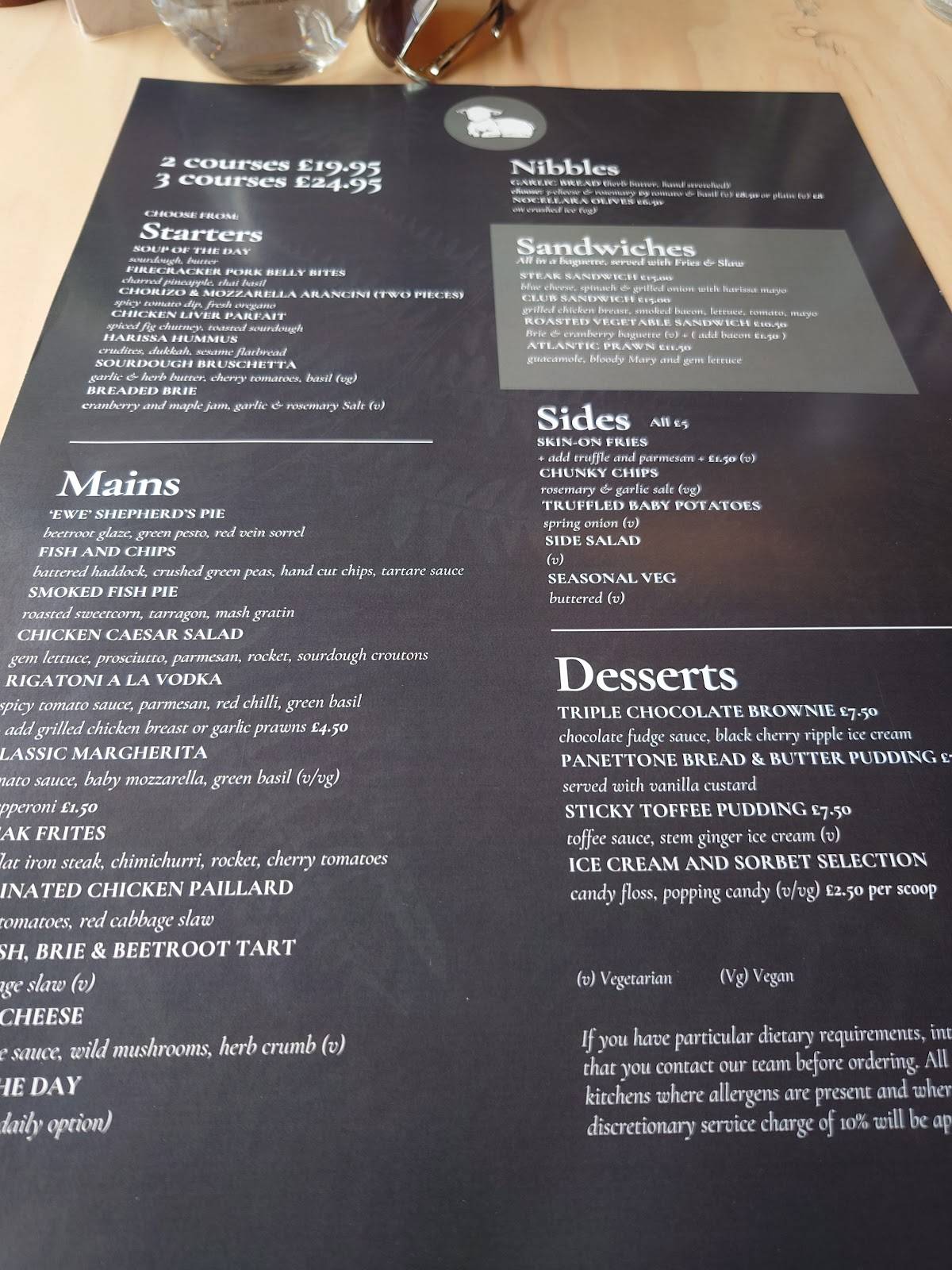 Menu at Ewe Restaurant and Bar, Bolton