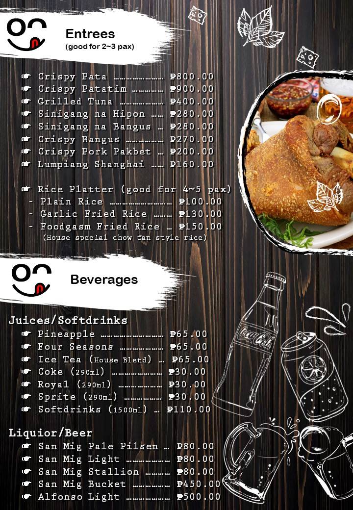 Menu at FOODGASM - Unli-wings Unli-tacos & Resto Bar (Rosario, Cavite ...