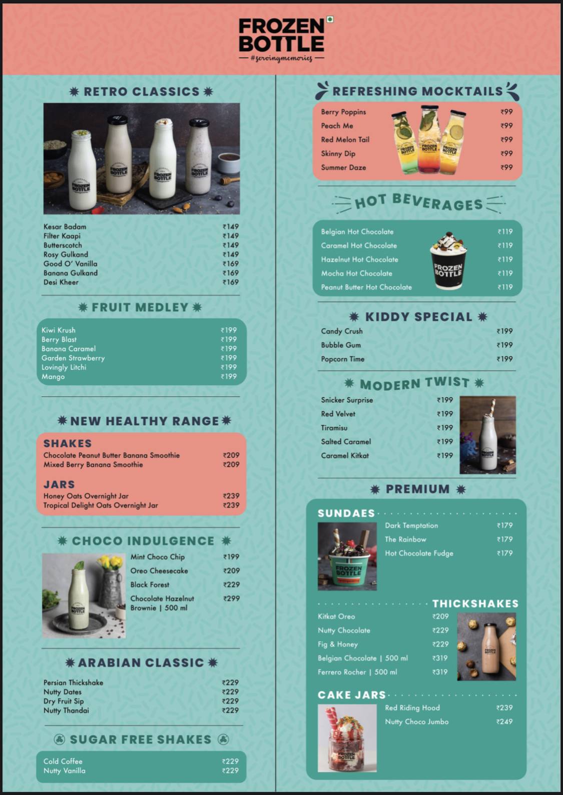 Menu at FROZEN BOTTLE COIMBATORE, Coimbatore, Uday Enclave