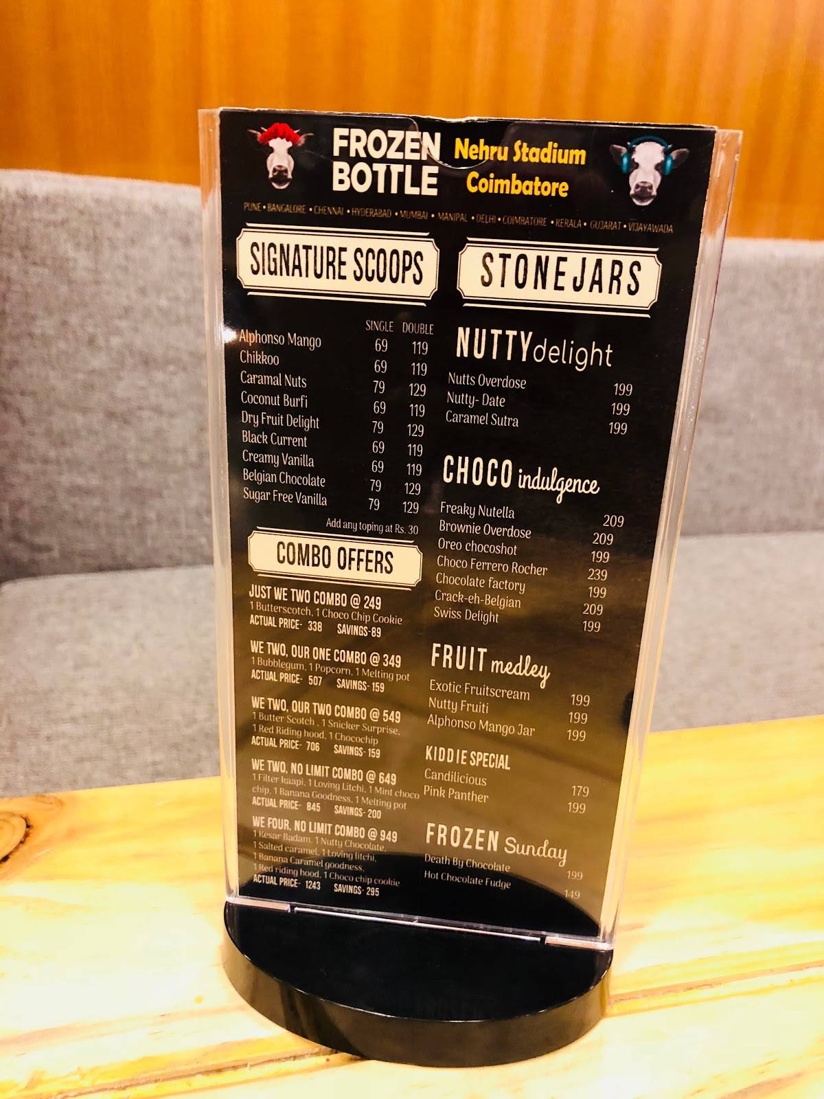 Menu at FROZEN BOTTLE COIMBATORE, Coimbatore, Uday Enclave
