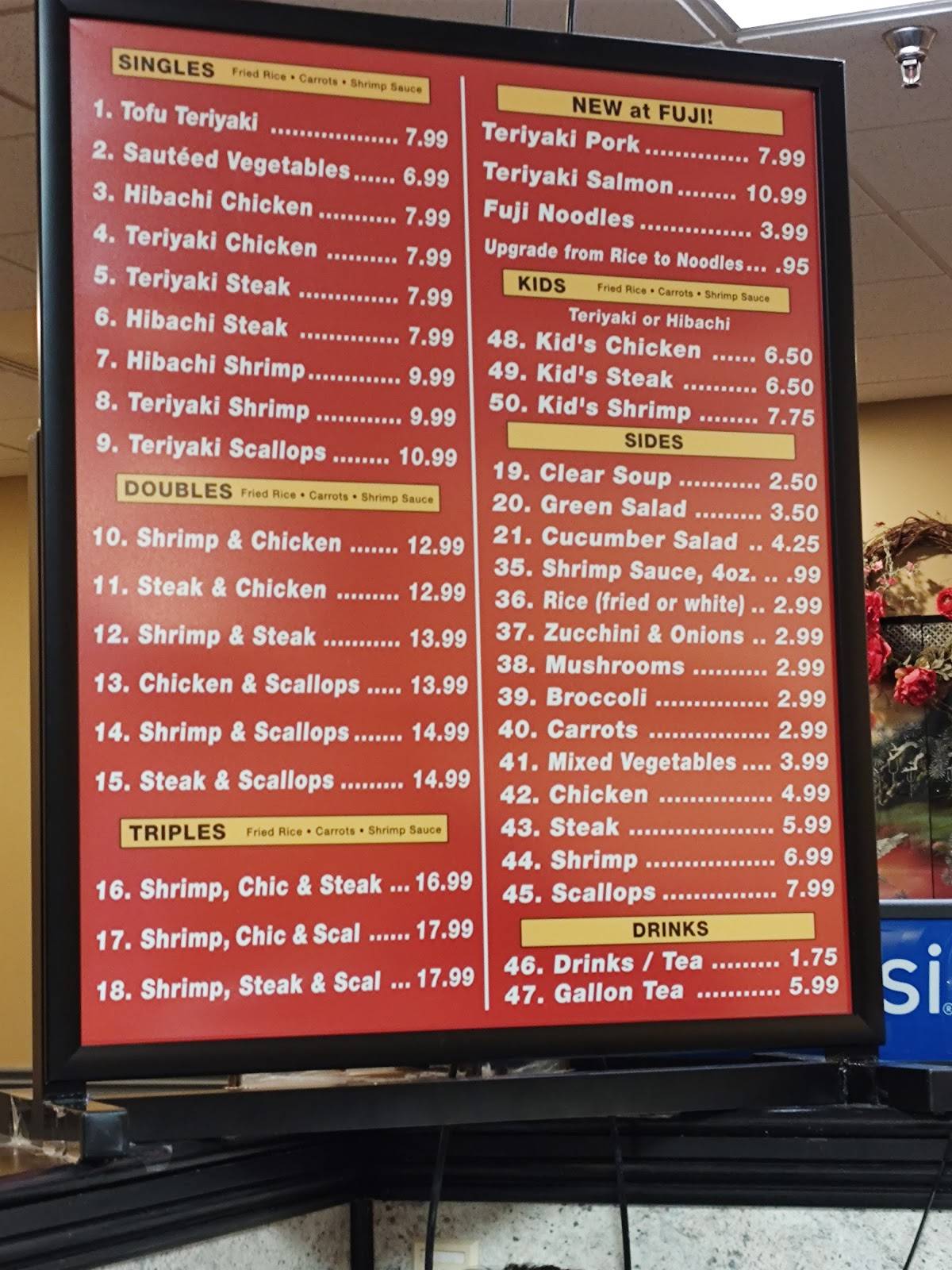 Menu at FUJI Boiling Springs restaurant, Boiling Springs
