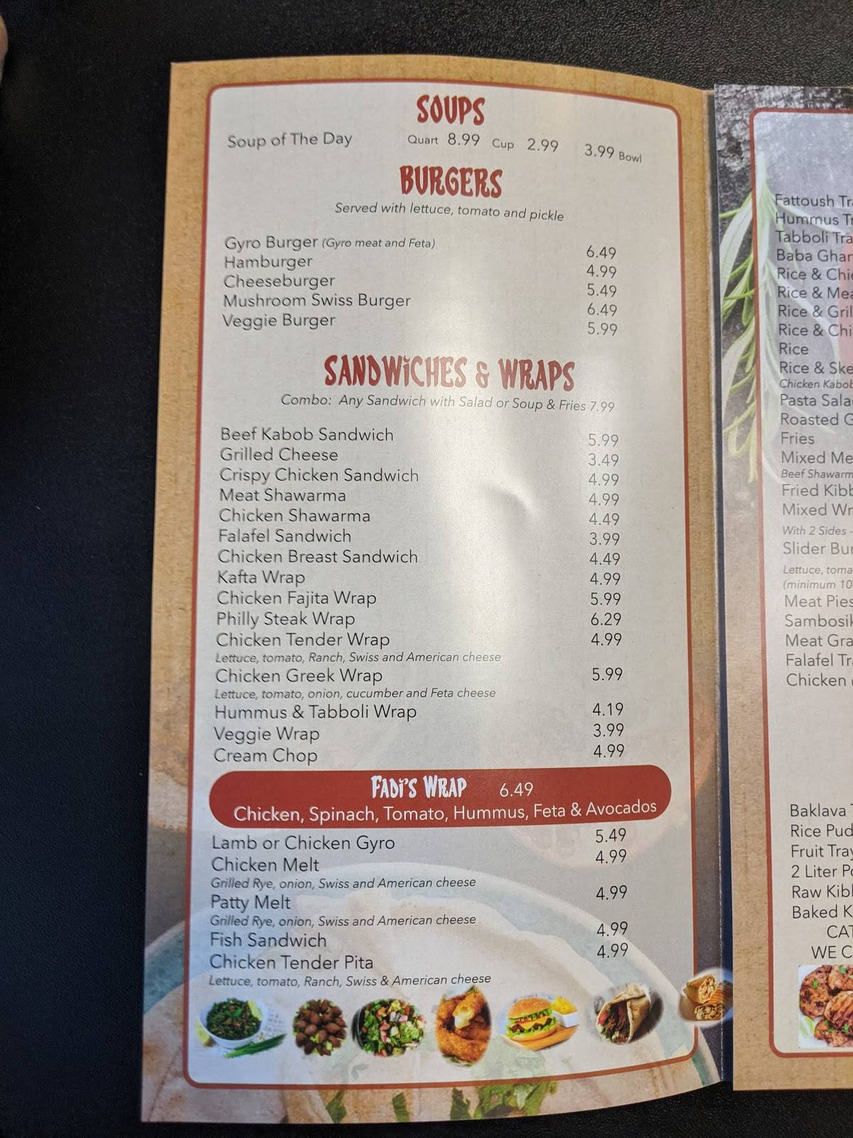 Menu at Fadis Lebanese Grill restaurant, Shelby charter Township
