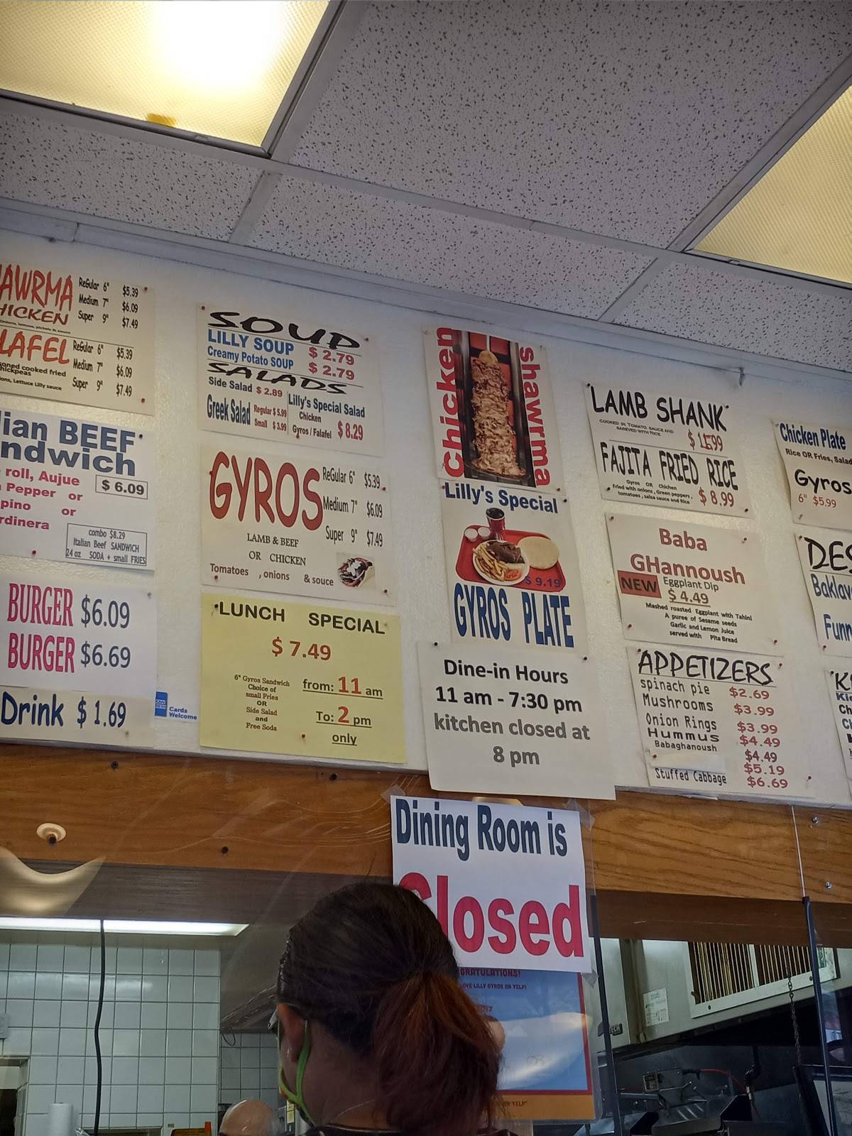 Menu at Lilly's Gyros restaurant, Fairview Heights