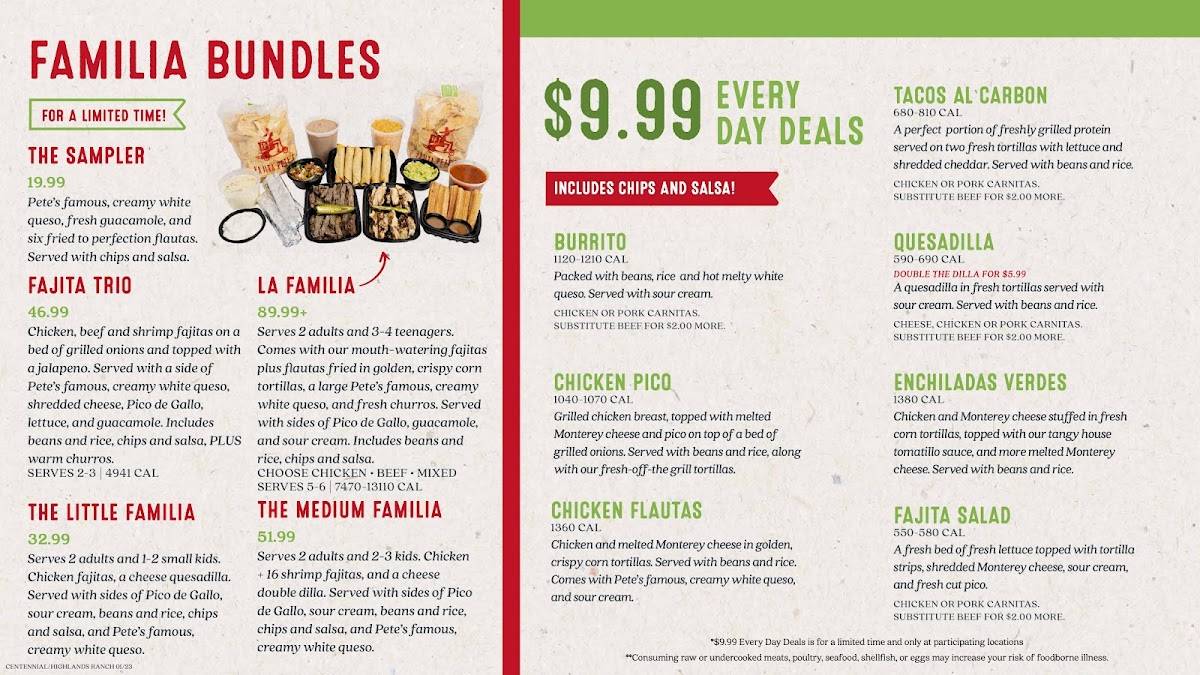 Menu at Fajita Pete's - Centennial restaurant, Centennial