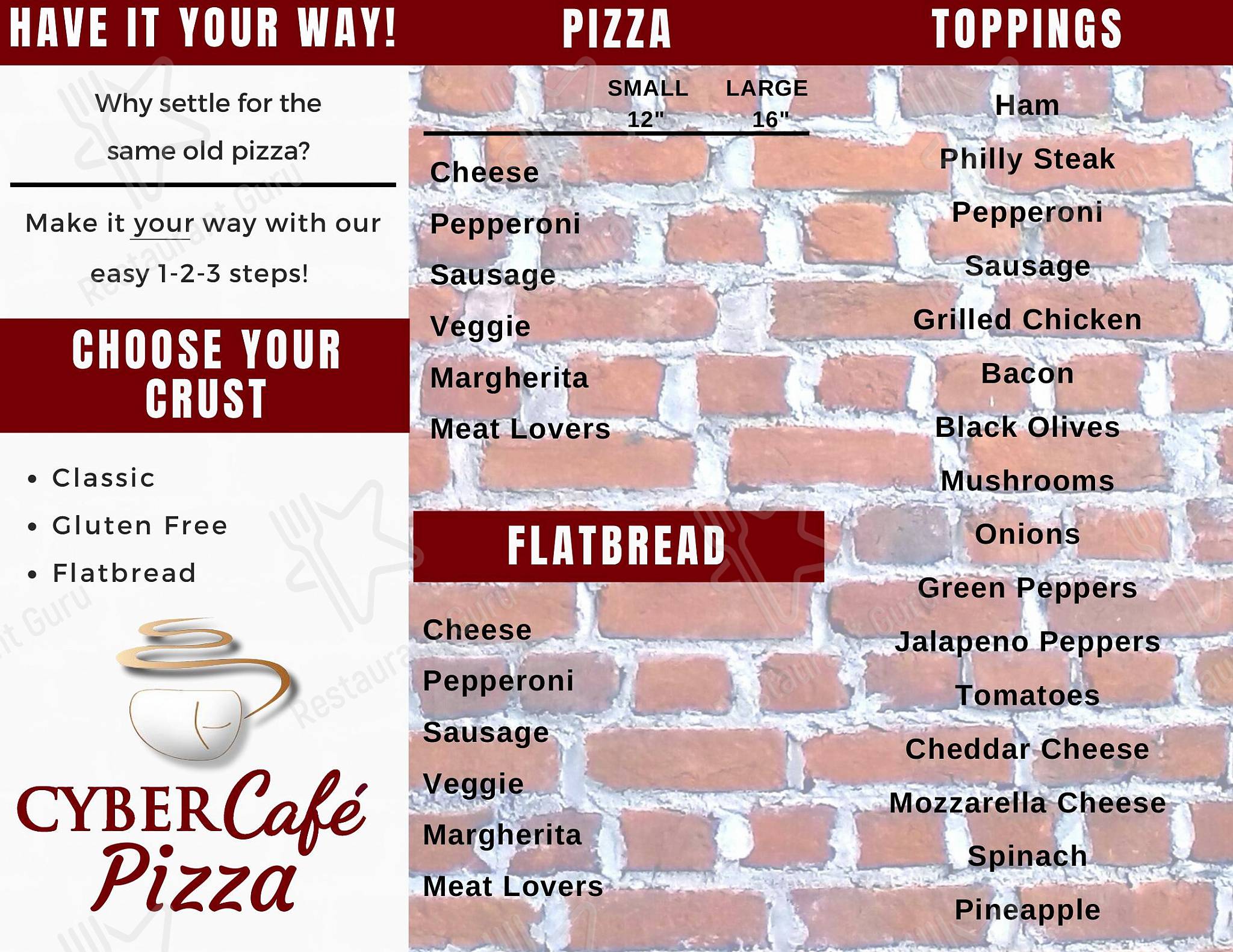 Menu at Falcon Watch Cyber Cafe, Sun City Center