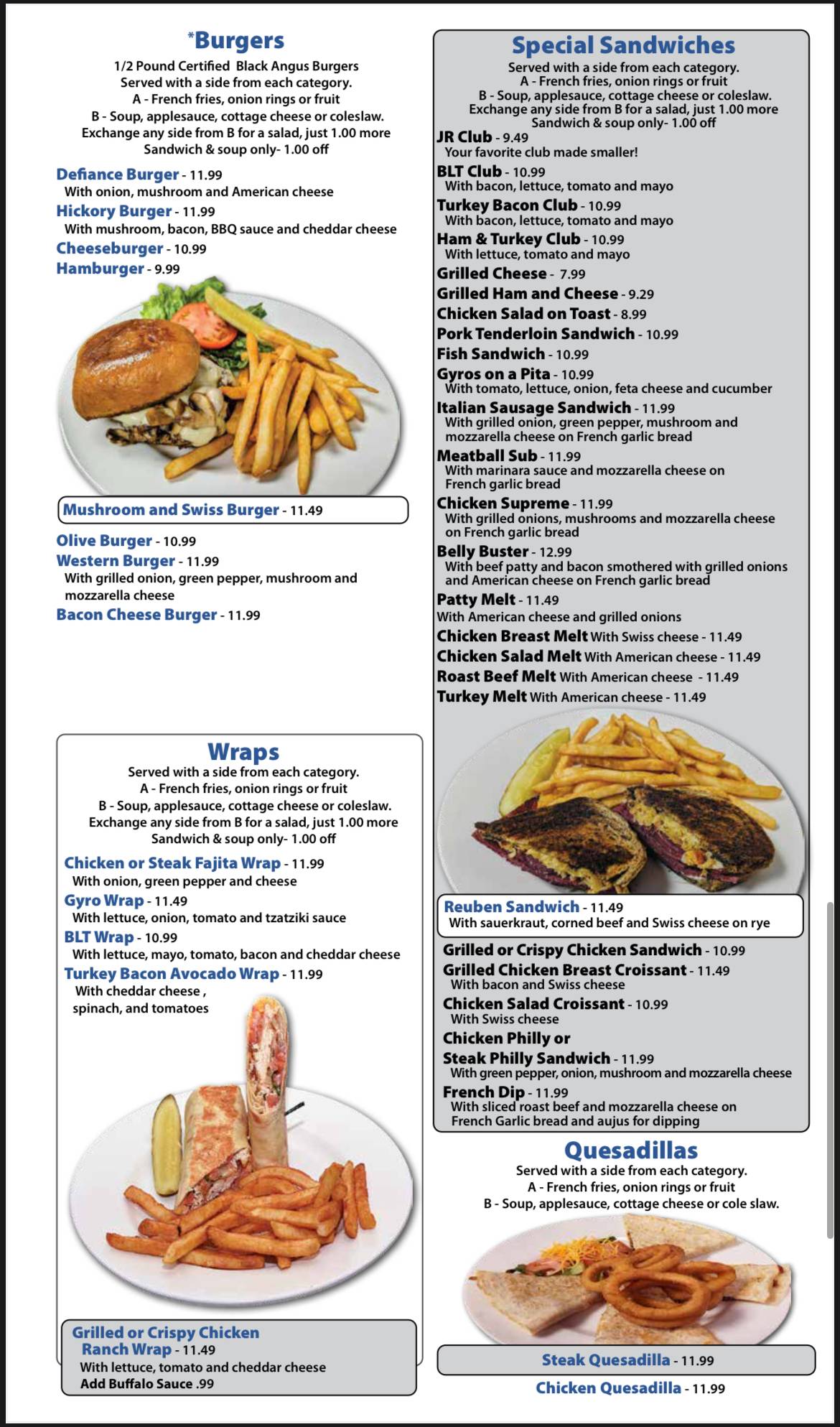 Menu at Family Pancake House restaurant, Defiance