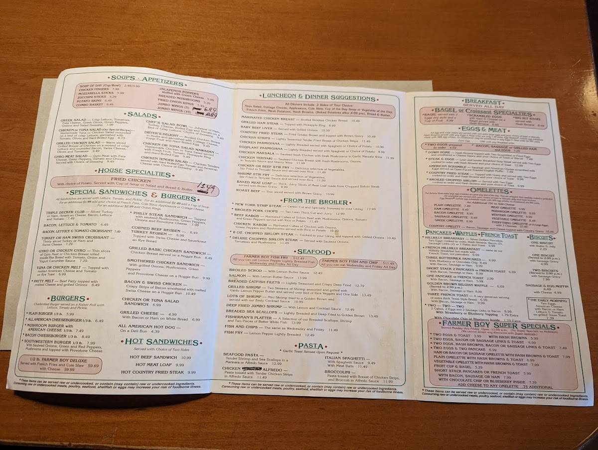 Menu at Farmer Boy Restaurant, Akron, 610 E Cuyahoga Falls Ave