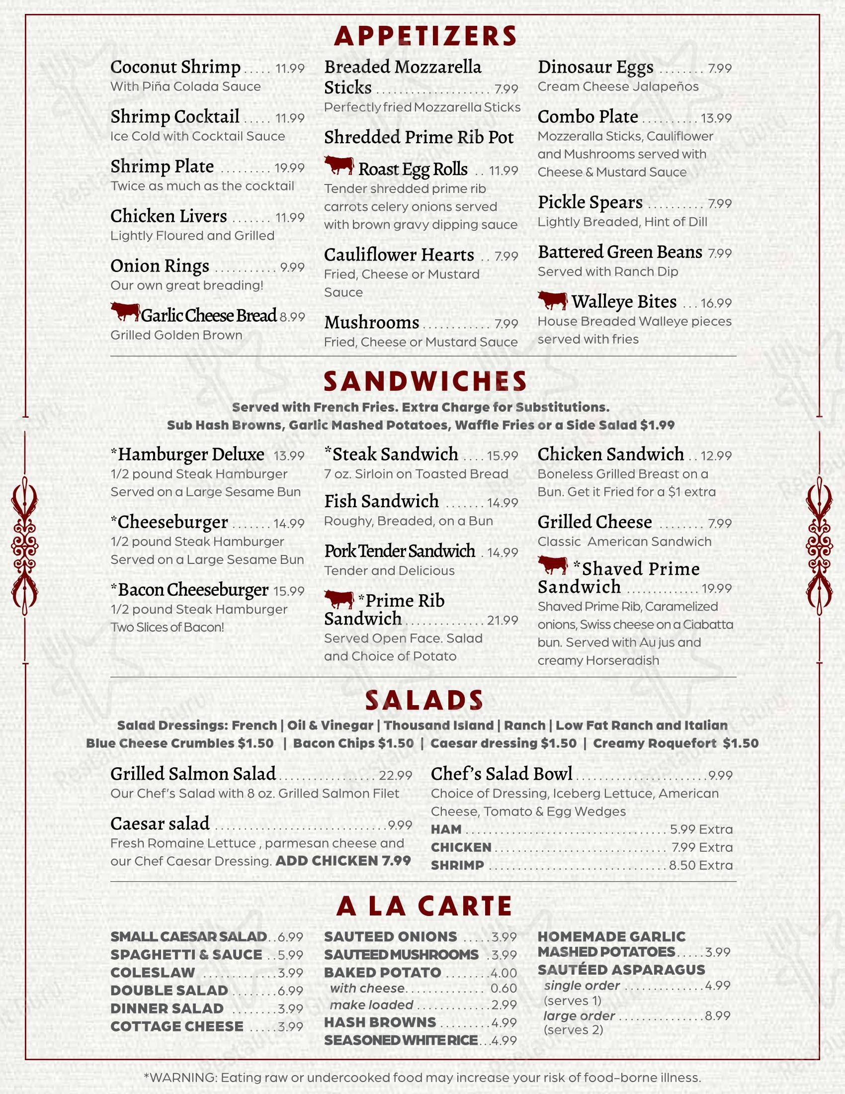 Menu at Farmer Brown's Steak House steakhouse, Waterloo