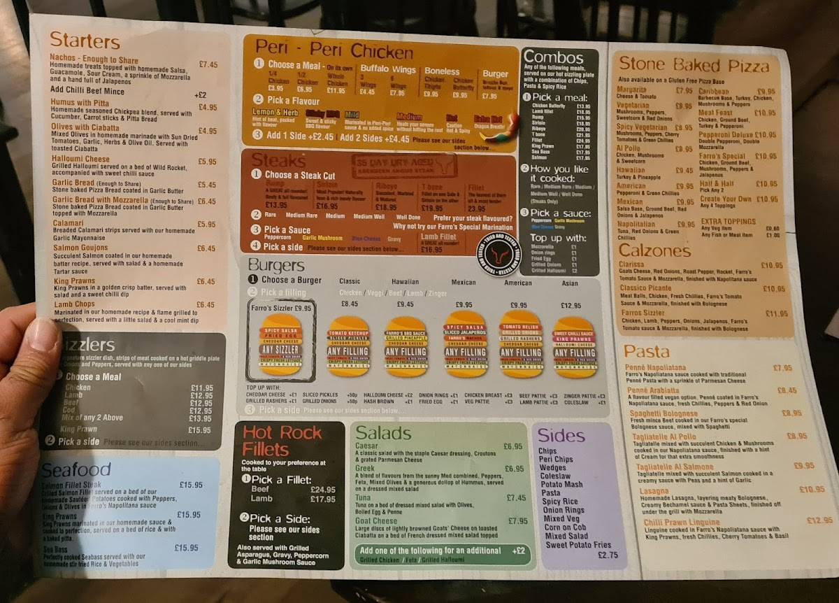 Menu at Farro's Grillhouse desserts, Nottingham