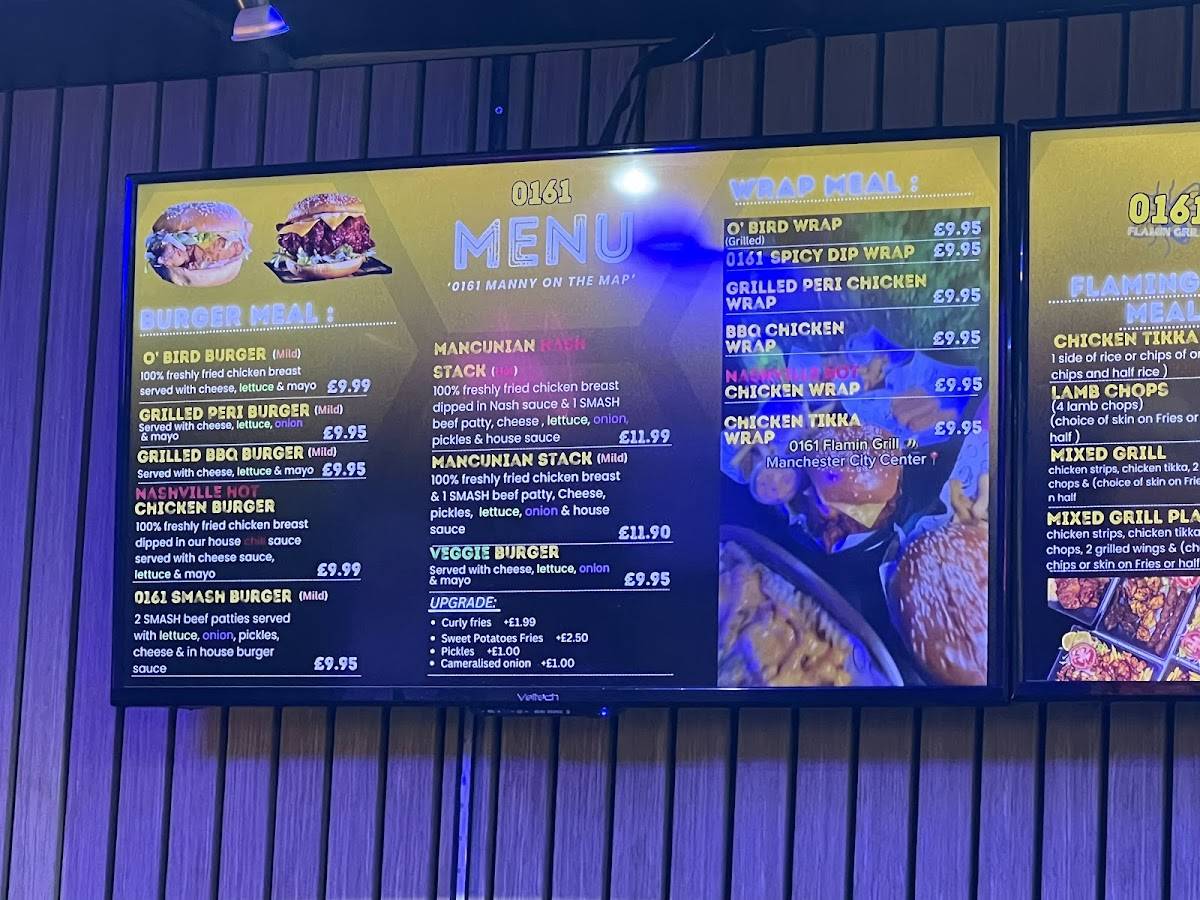 Menu at 0161 Flamin Grill fast food, Manchester