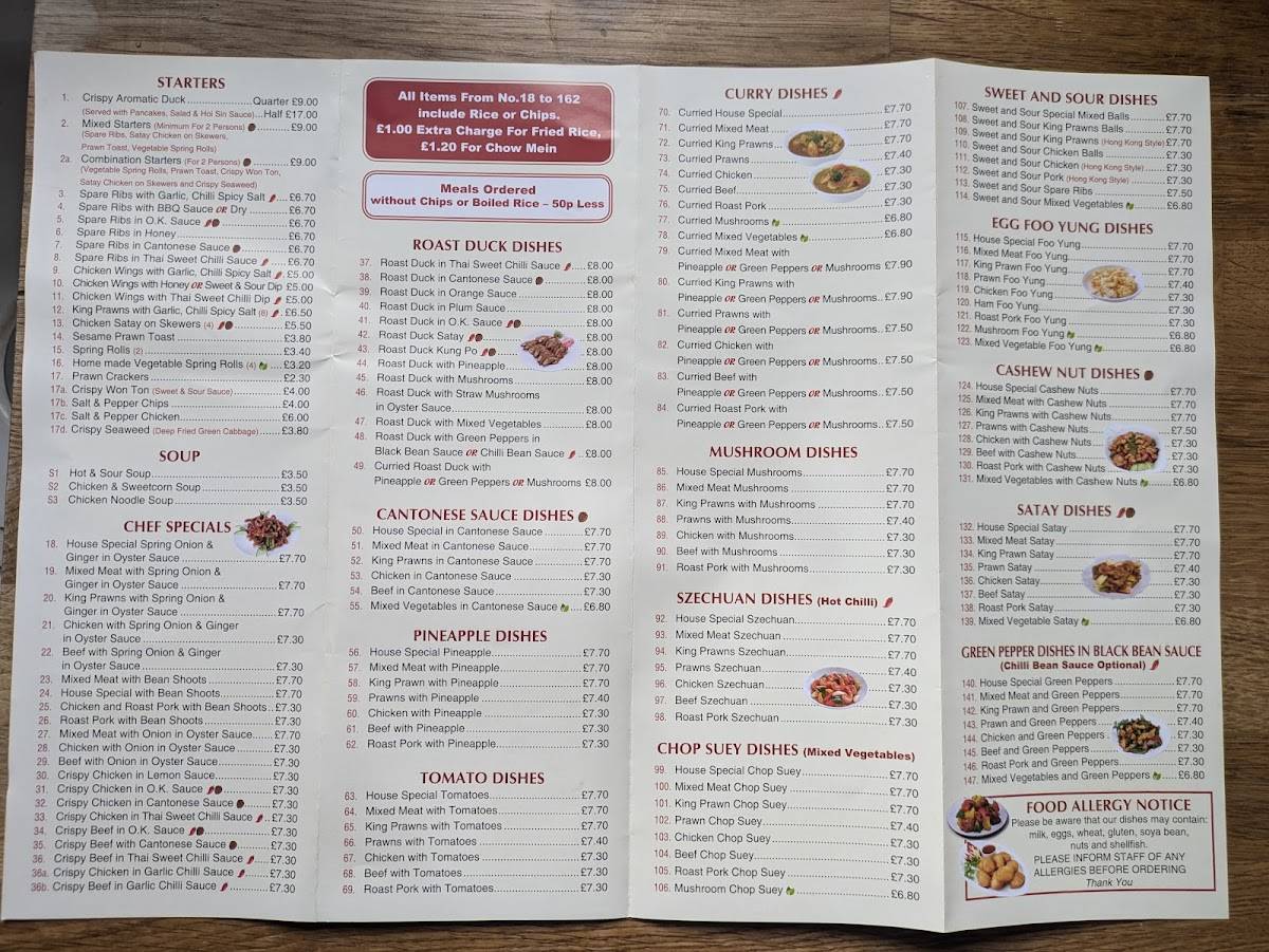 Menu at Chopstick House fast food, Hull