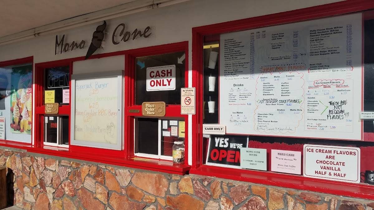 Menu at Mono Cone fast food, Lee Vining