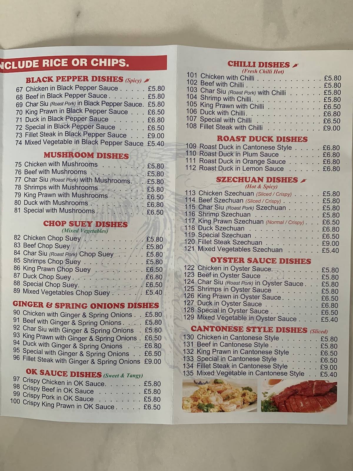 Menu at Phoenix fast food, Llangefni