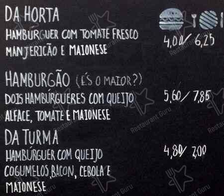 Menu at Raio Laser fast food, Lisbon, Rua Pinto Ferreira