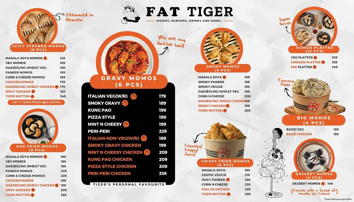 Menu at Fat Tiger, Delhi, Unity One Mall Metro Station Rohini West