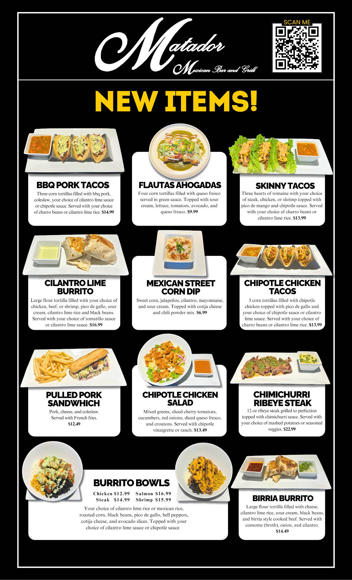 Menu at El Matador Mexican Bar & Grill, Fayetteville, Black Forest Dr