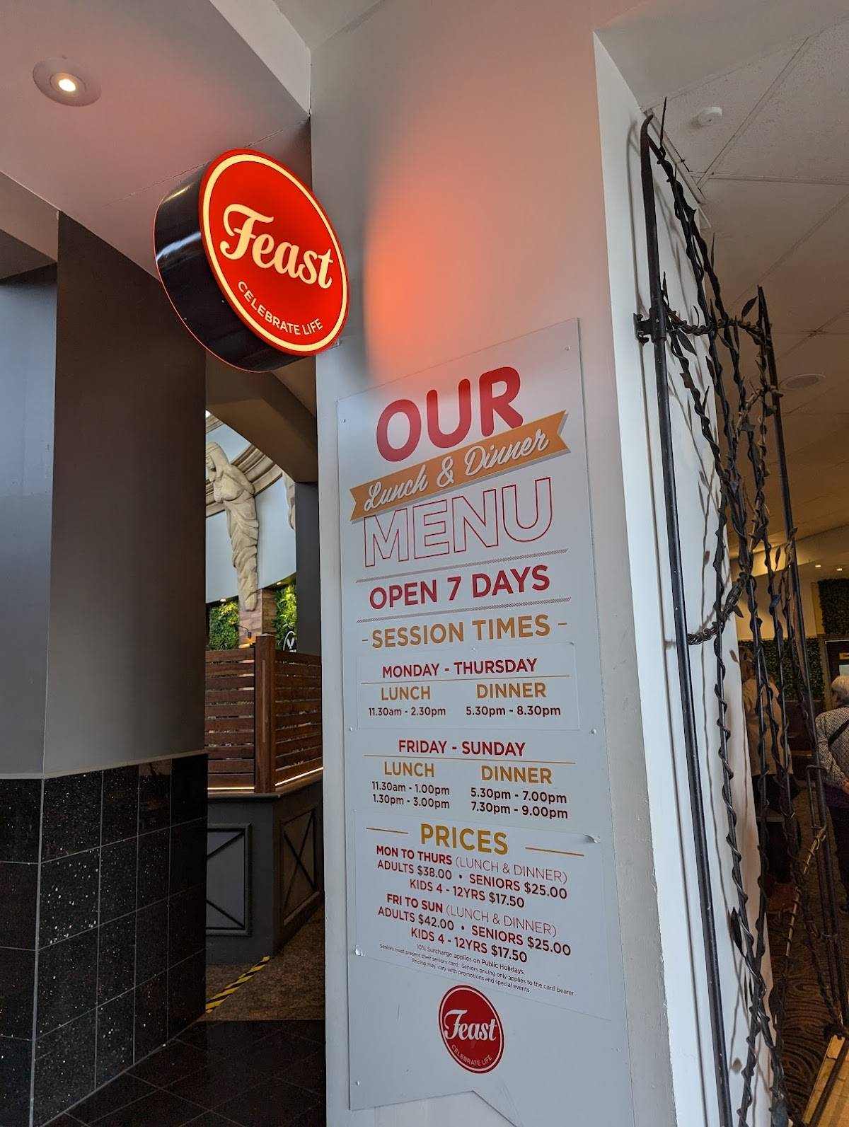 Menu at Feast Buffet @ Village Green Hotel restaurant, Mulgrave
