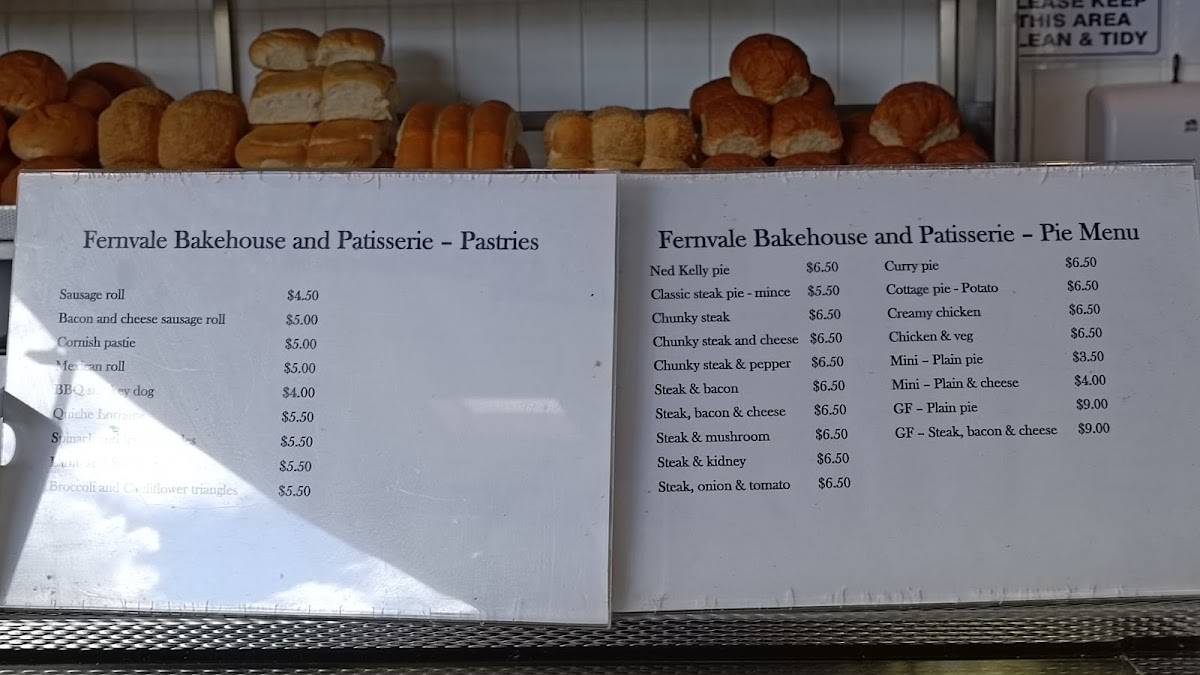 Menu at Fernvale Bakehouse and Patisserie restaurant, Fernvale