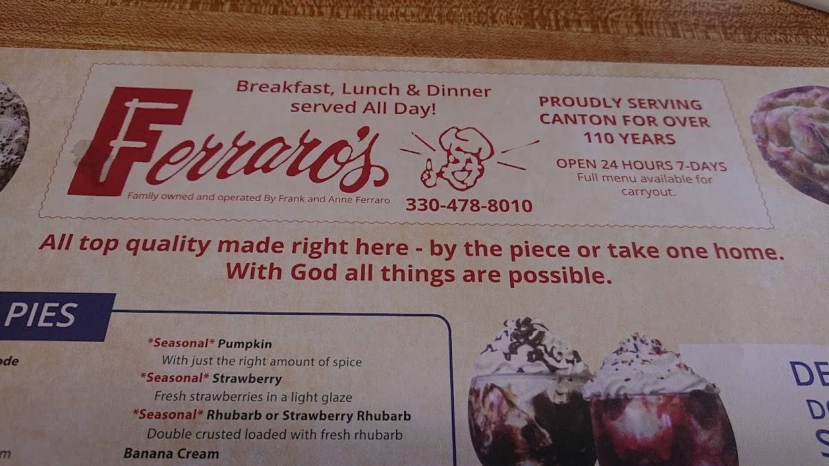 Menu at Ferraro's Family Restaurant, Canton