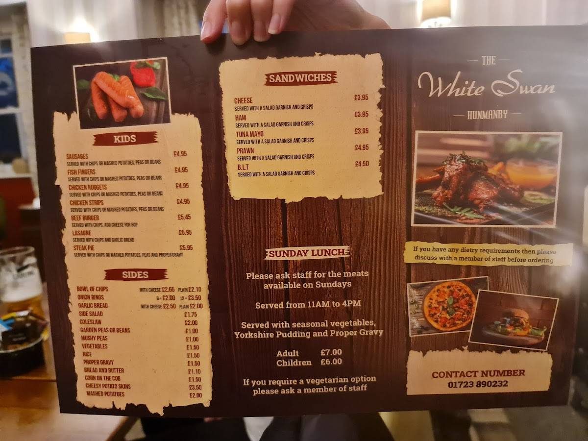 Menu at White Swan pub & bar, Filey