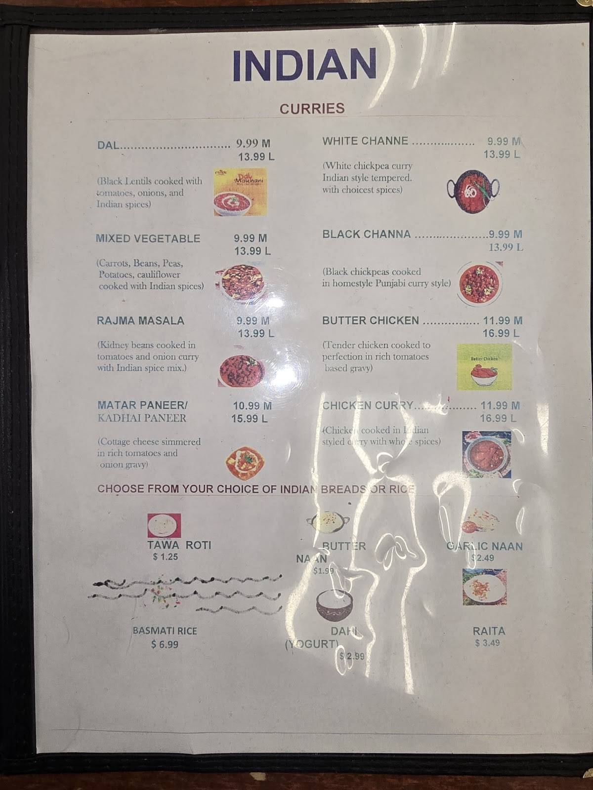 Menu at Fill 'N Chill Punjabi Restaurant, Canada