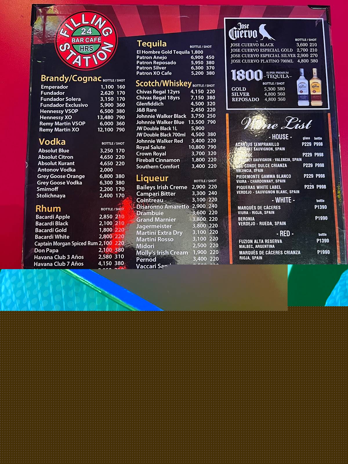 Menu at Filling Station Bar And Cafe, Makati, P Burgos