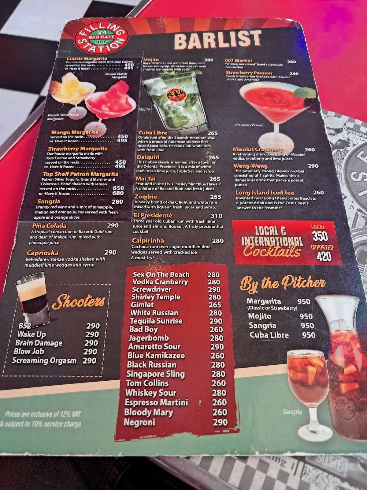 Menu at Filling Station Bar And Cafe, Makati, P Burgos St
