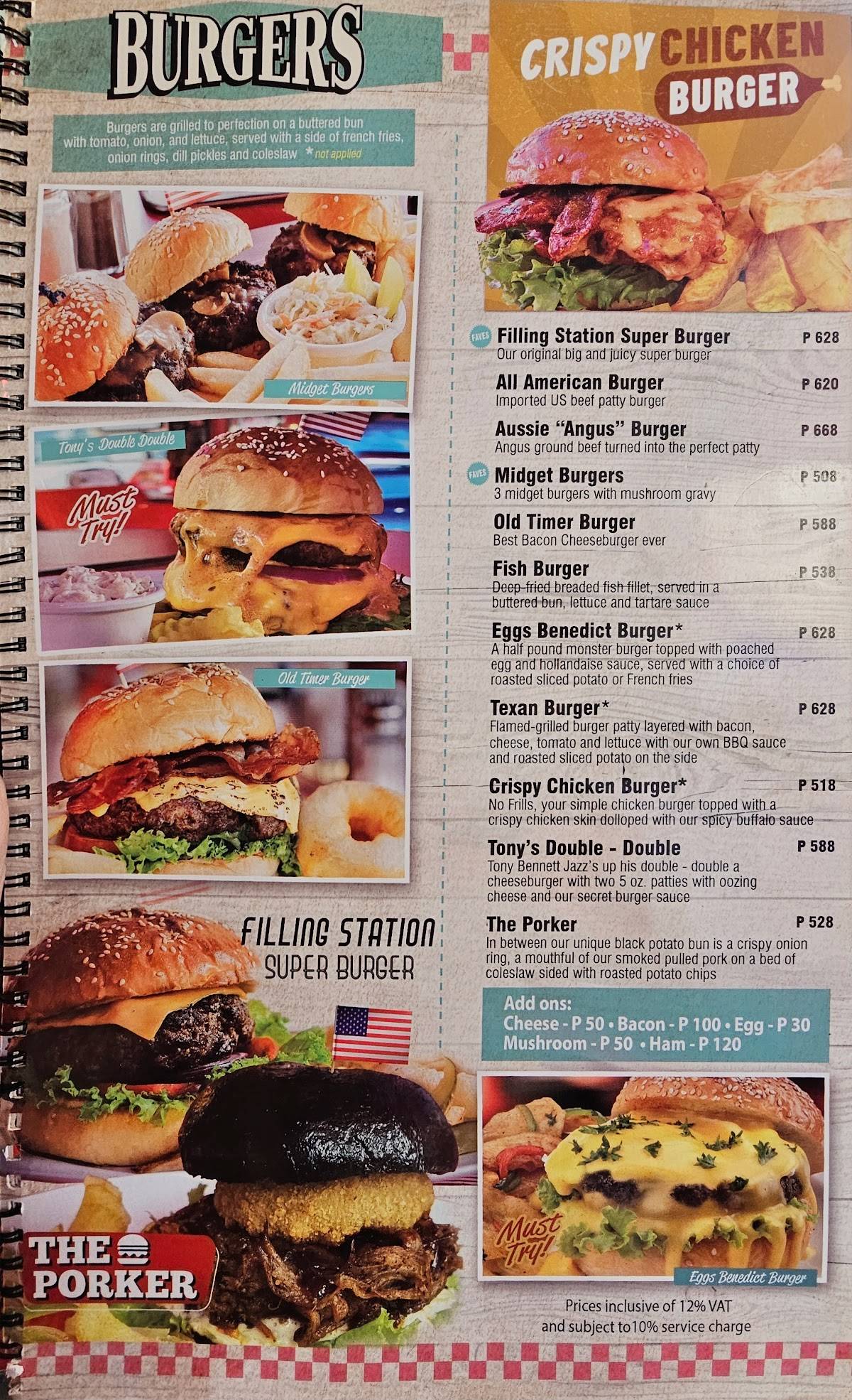 Menu at Filling Station Bar And Cafe, Makati, P Burgos St
