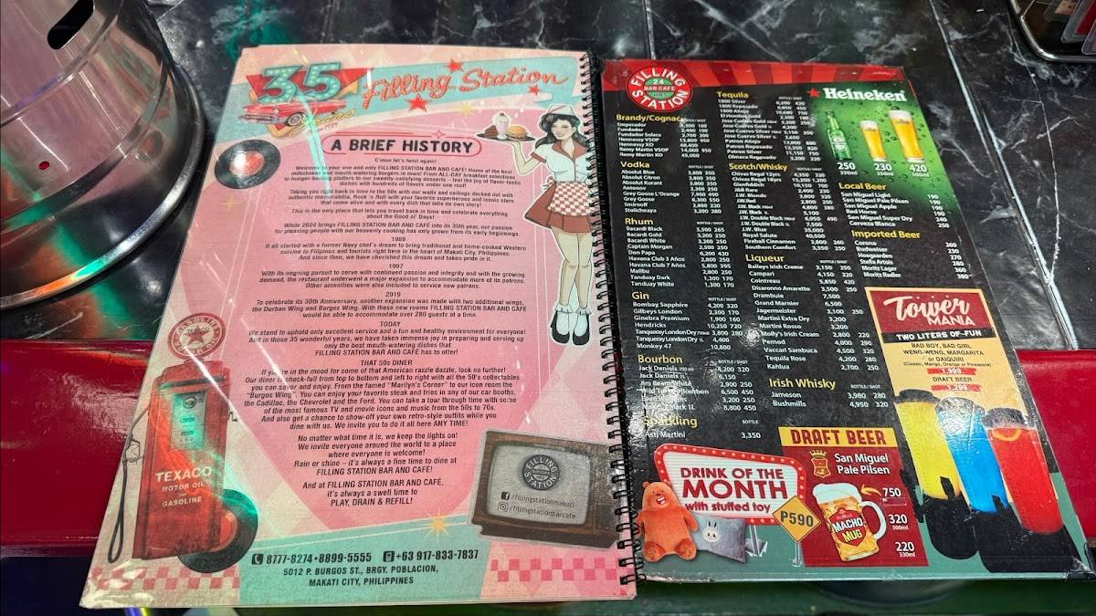 Menu at Filling Station Bar And Cafe, Makati, P Burgos St