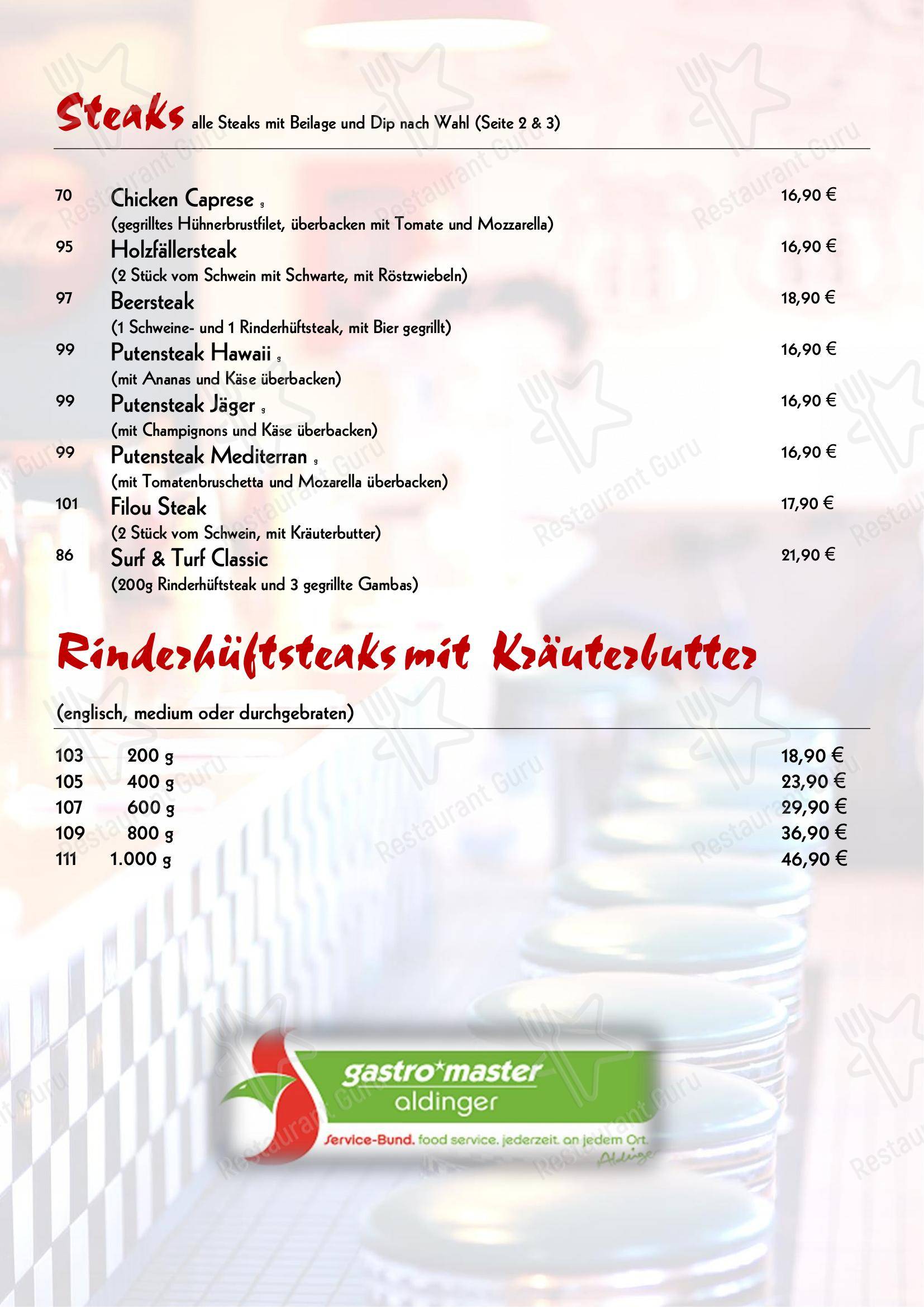 Speisekarte von Filou American Diner Restaurant, Aidlingen