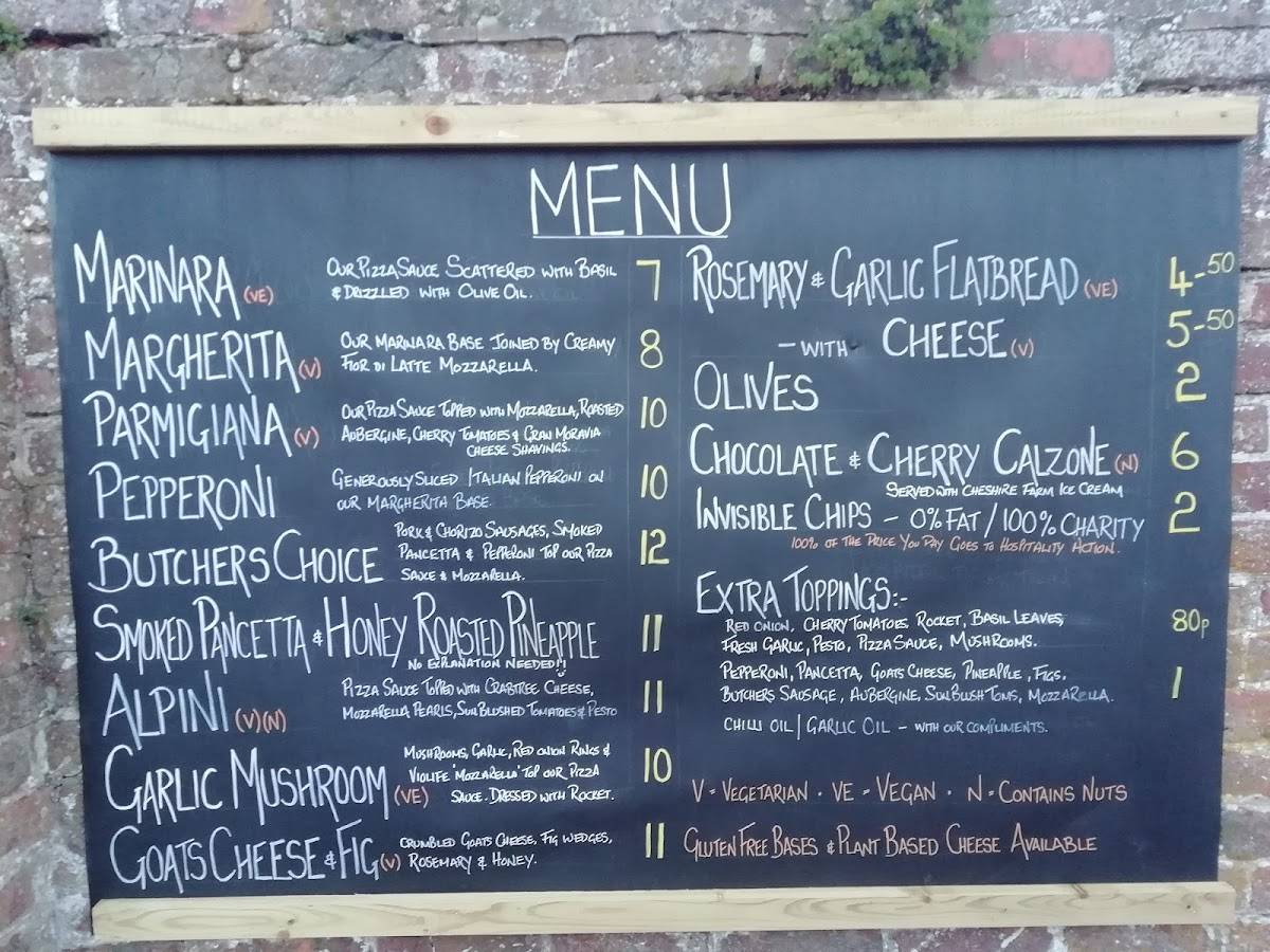 Menu at FiredUp@theBear pizzeria, Tattenhall