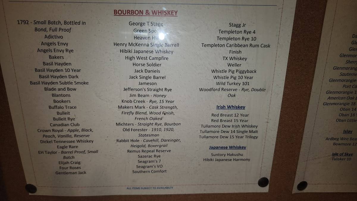 Menu at Firefly restaurant, Panama City Beach