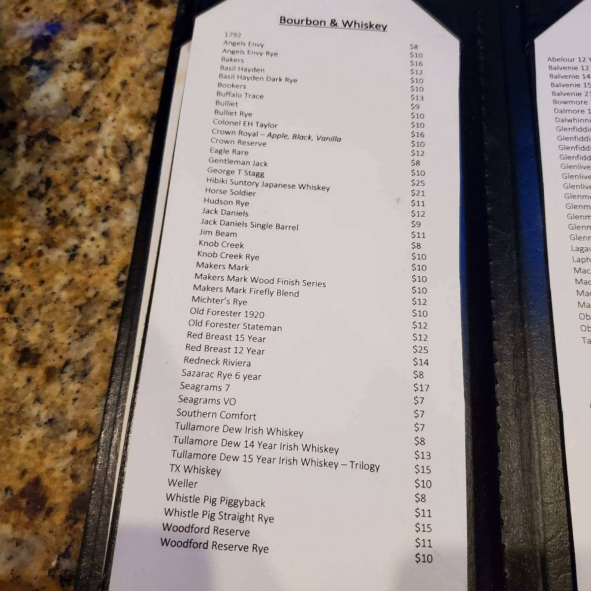 Menu at Firefly restaurant, Panama City Beach