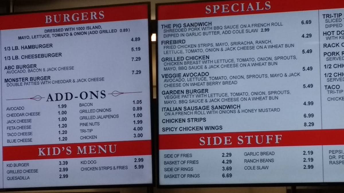 Menu at Firestone Grill pub & bar, Bakersfield, California Ave