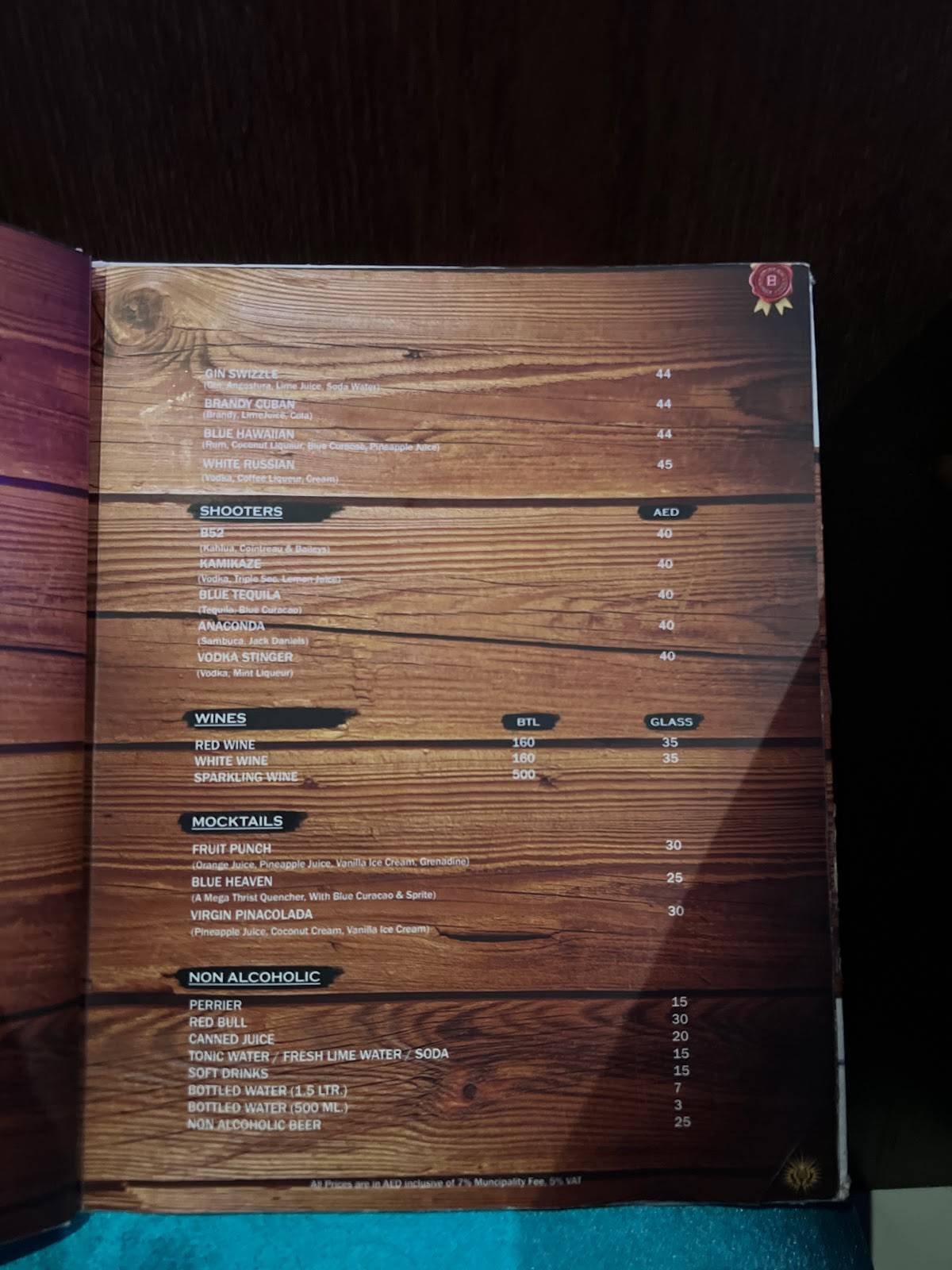 Menu at Fisherman's Hub - Royal Ascot Hotel restaurant, Dubai