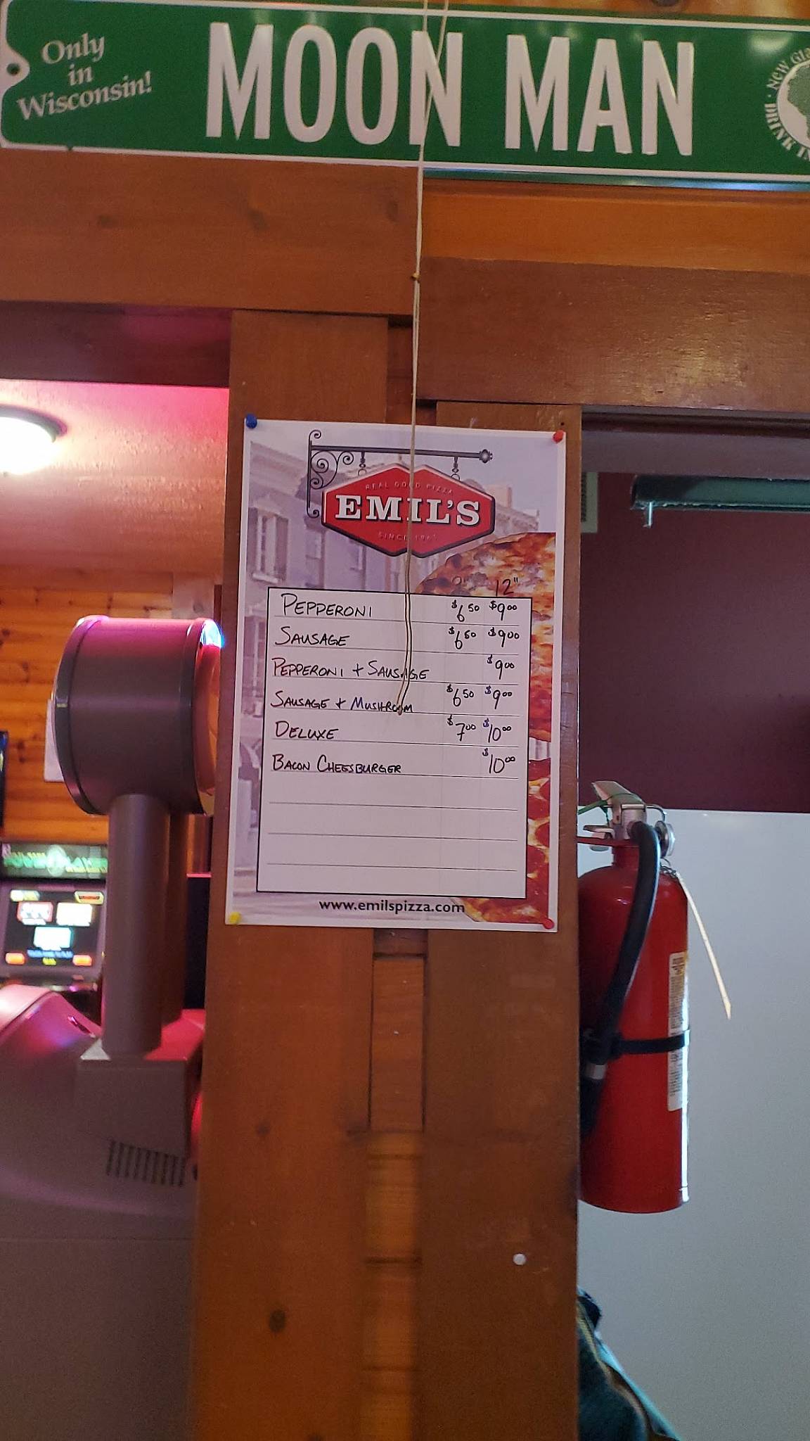 Menu at Fisher's Bar, Wisconsin Dells