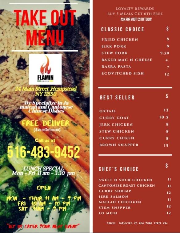 Menu at Vybez on the Main restaurant, Hempstead