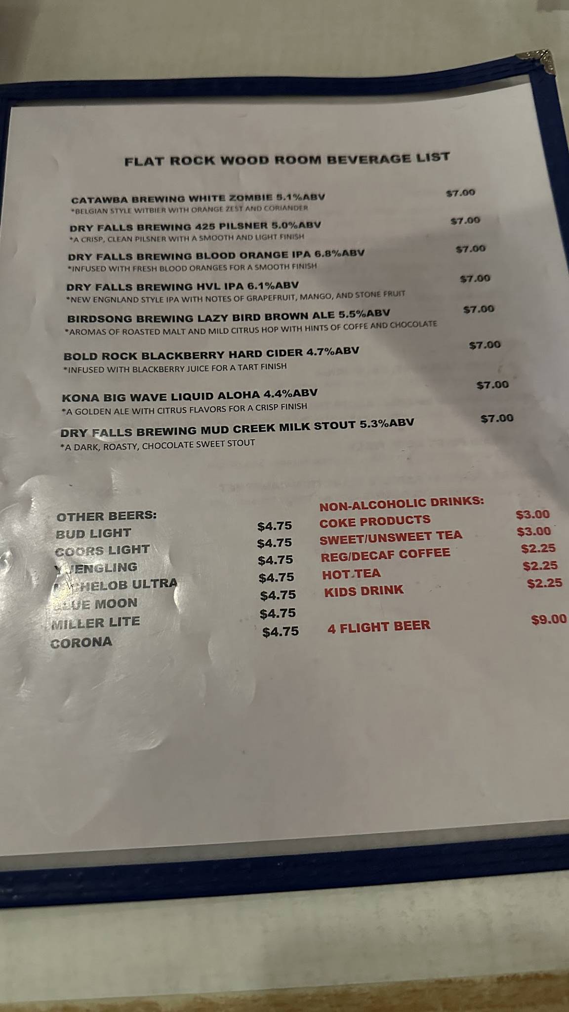 Menu at Flat Rock Wood Room BBQ, Hendersonville
