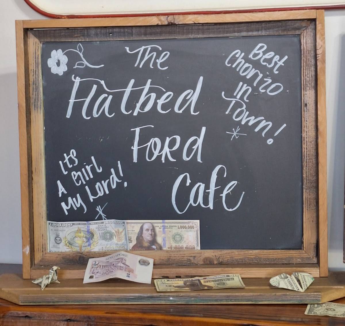 Menu at Flatbed Ford Cafe, Winslow