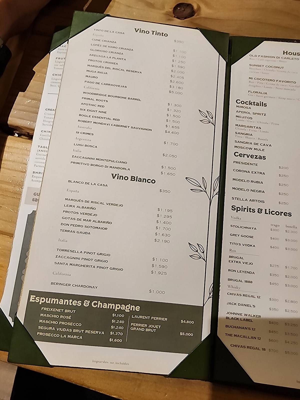 Menu at Flor de Café, Santo Domingo, Rafael Sancio 5